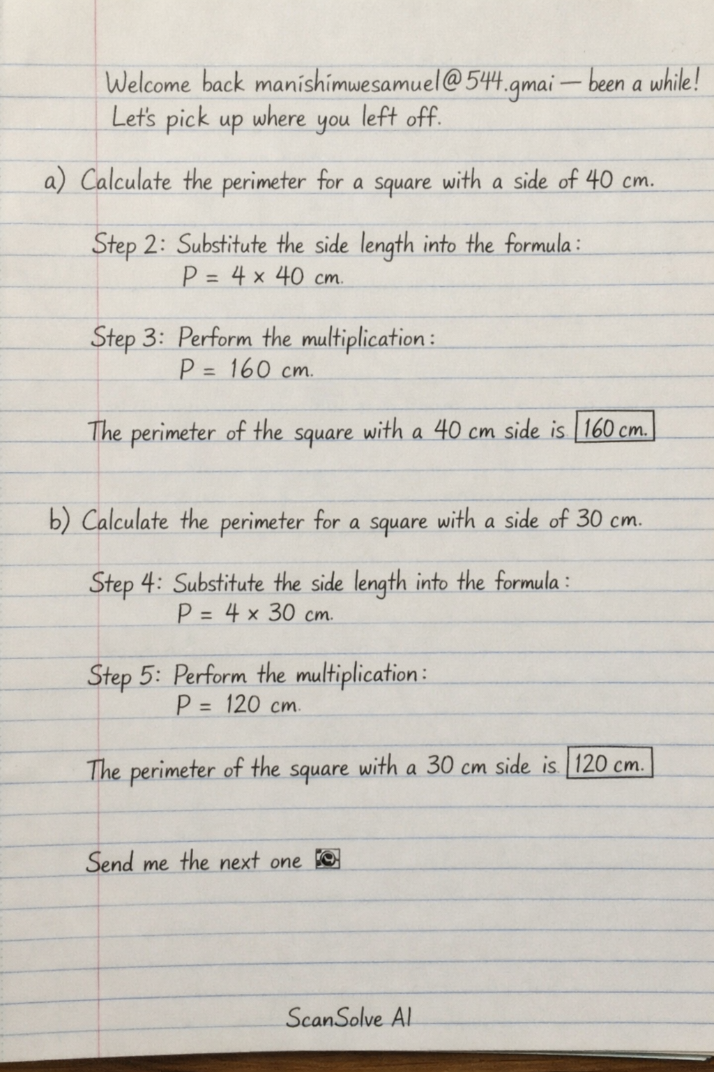 Solved: Find the perimeter of a Square.… | Mathematics | ScanSolve